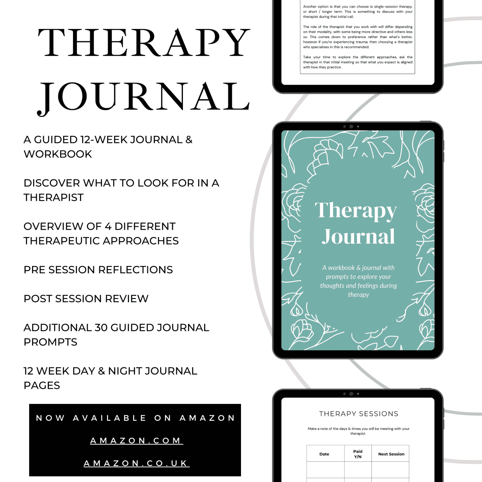 The Therapy Journal: A 12-week Guided Journal | Quietly Conquer