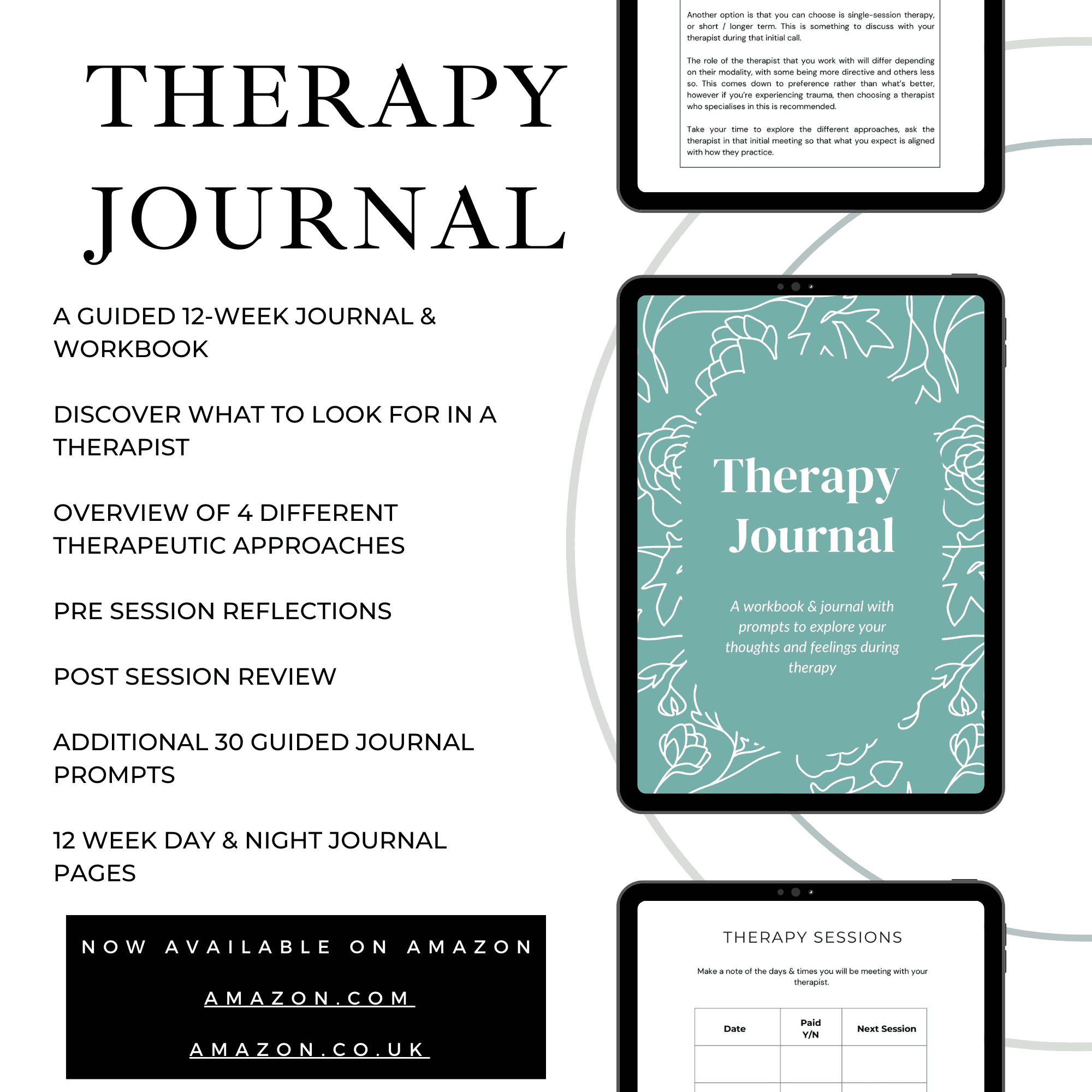The Therapy Journal: A 12-week Guided Journal | Quietly Conquer